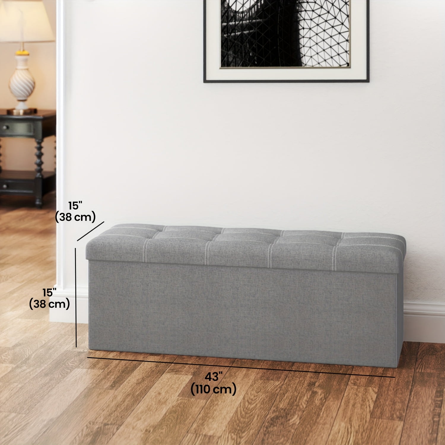 Folding Storage Ottoman | Bedroom , 14 X 43.3 X 15 Inches, Foot Rest ...