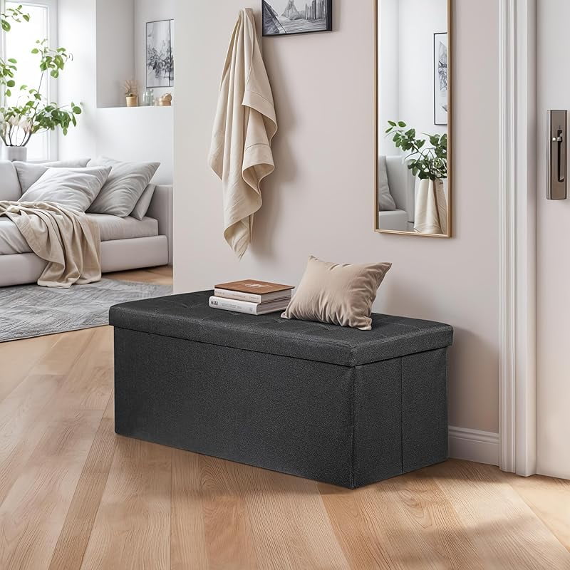 Folding Storage Ottoman Bench, 43 Inches Footrest with Divider Foam ...