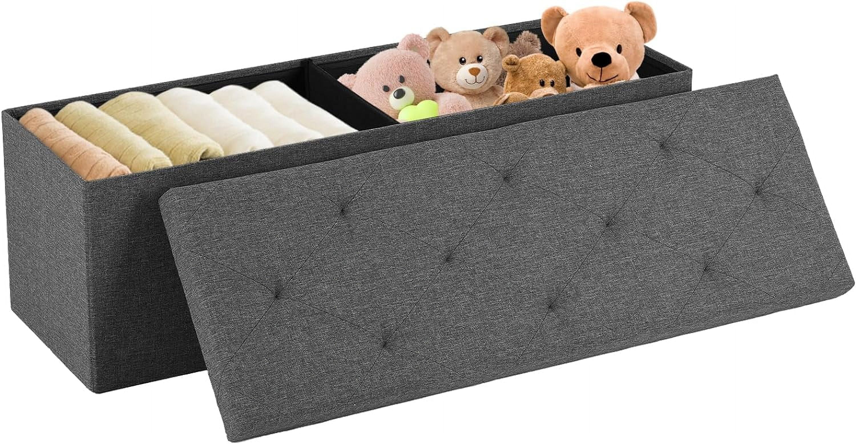 Folding Storage Ottoman Bench 43 Inches, Large End of Bed Storage Foot ...