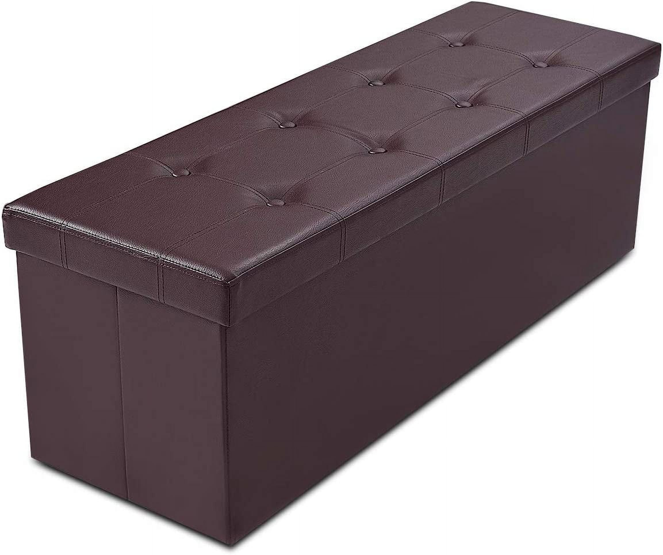 Folding Storage Ottoman Bench, 45" Large Ottoman Space-Saving Bench ...