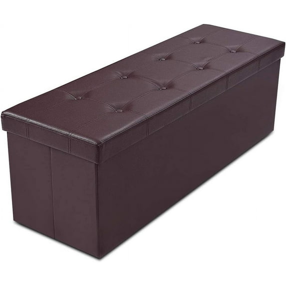 Folding Storage Ottoman Bench, 45" Large Ottoman Space-Saving Bench ...