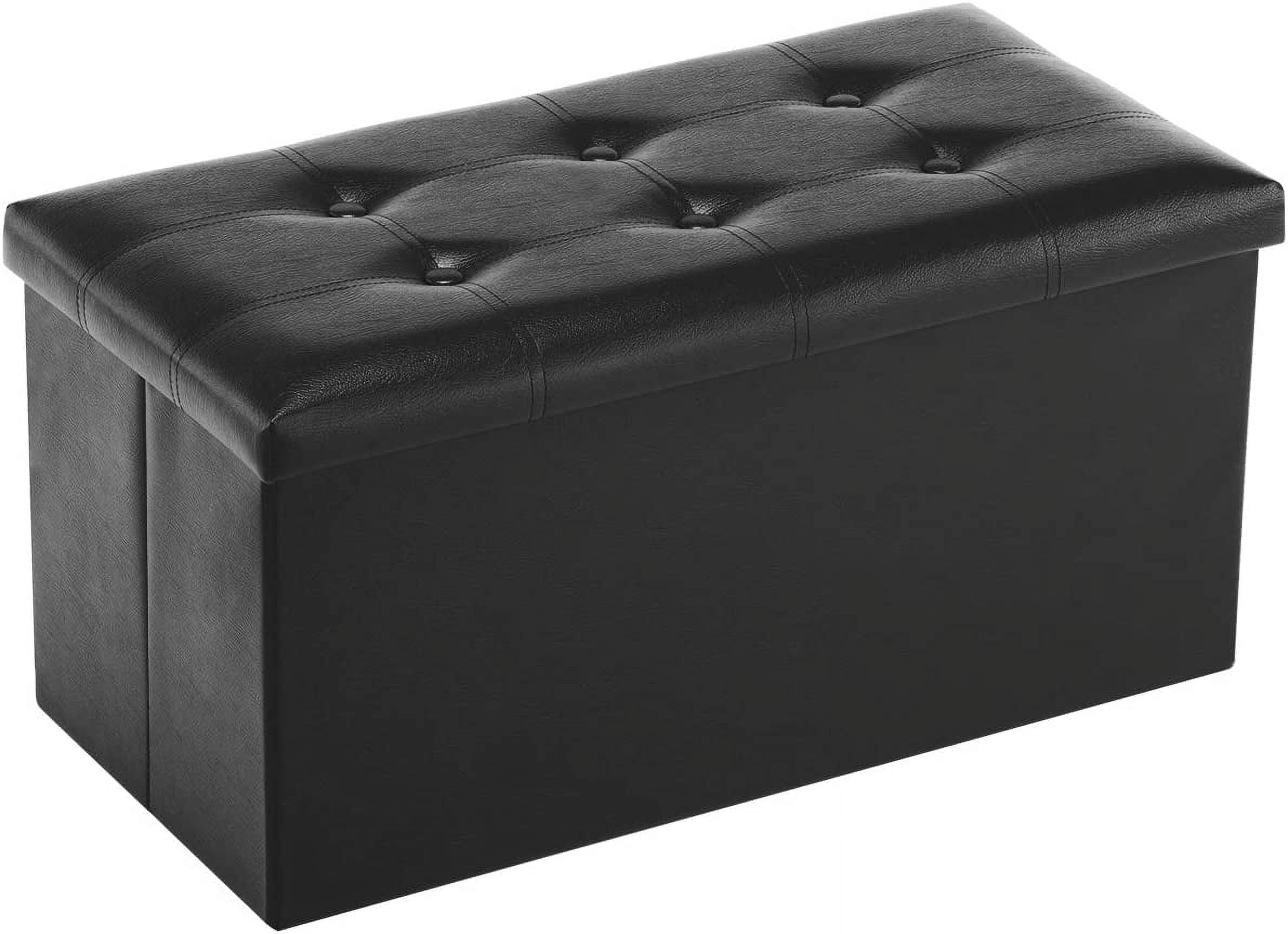 Folding Storage Ottoman Bench, Faux Leather Footrest Couch for Living ...