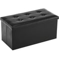 Folding Storage Ottoman Bench, Faux Leather Footrest Couch for Living ...