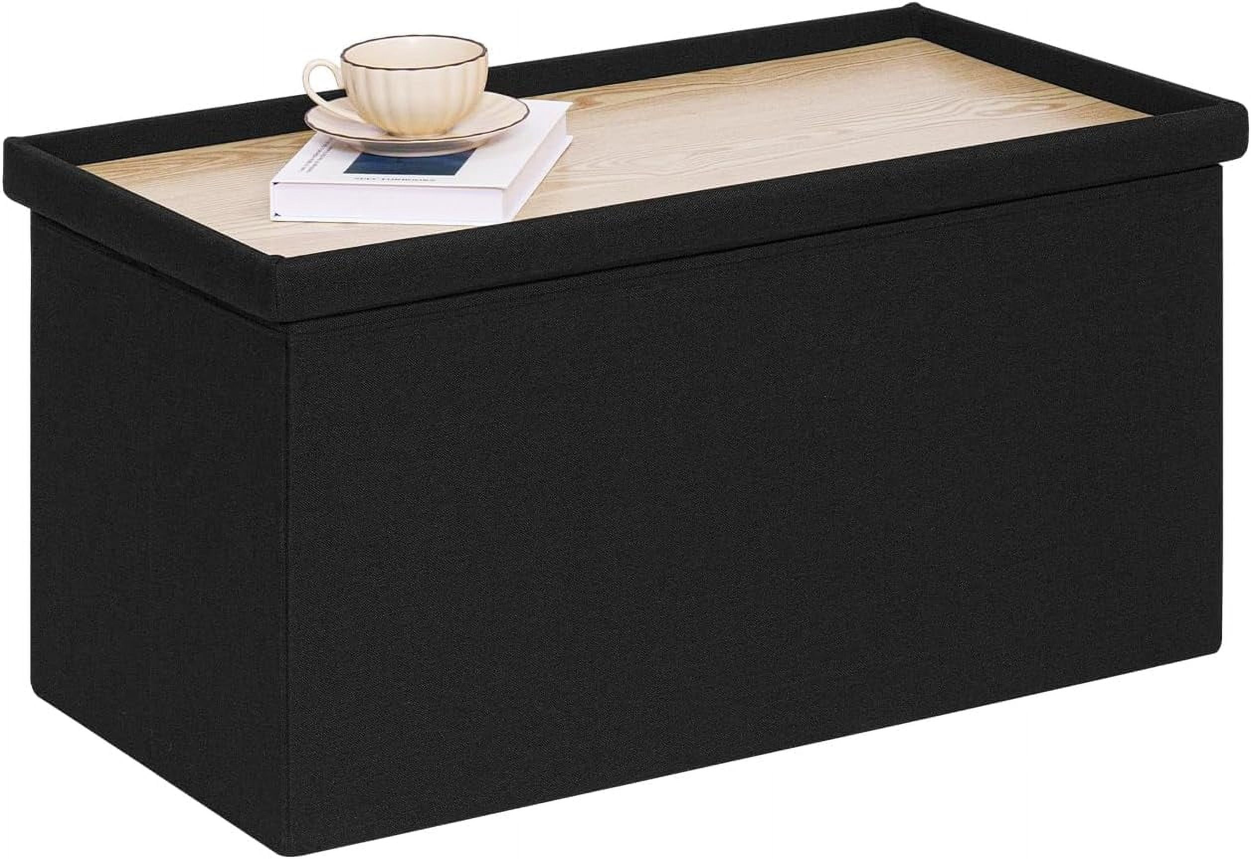 Folding Storage Ottoman Bench, Grey Storage Ottoman with Lid Tray, 30 ...