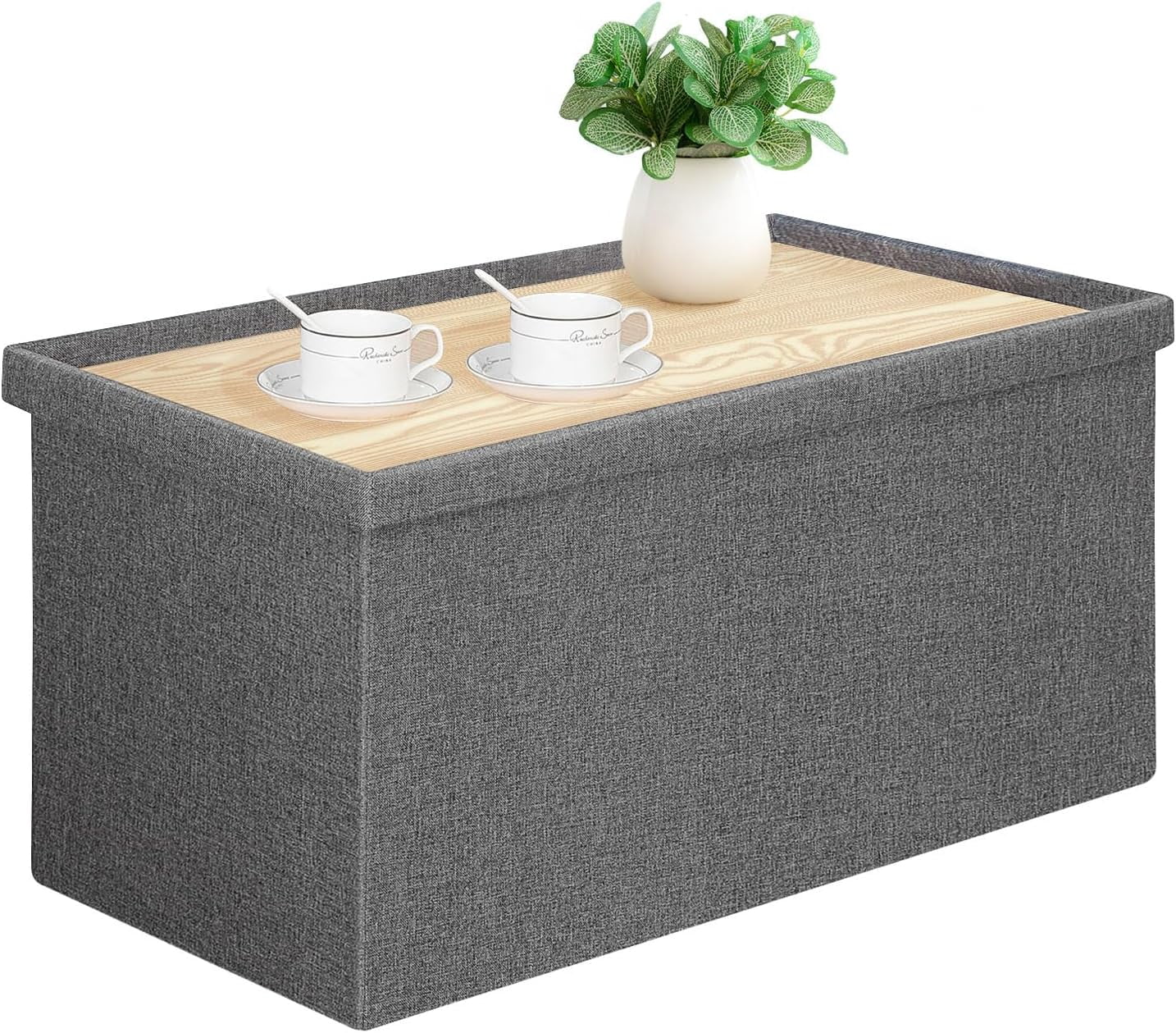 Folding Storage Ottoman Bench with Lid Tray, 30 inches Ottoman Coffee ...