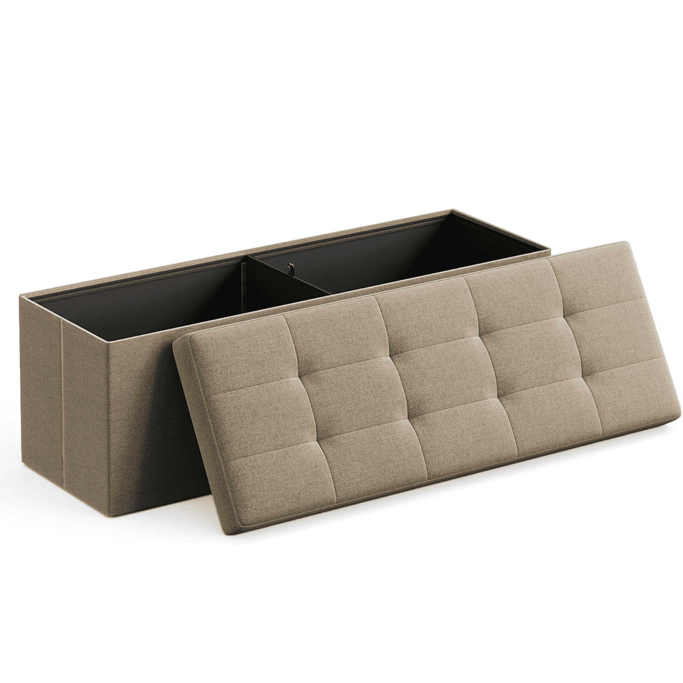 Folding Storage Ottoman Bench with Hidden Storage Compartment and ...