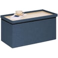 Folding Storage Ottoman Bench,Storage Ottoman with Lid Tray, 30 inches ...