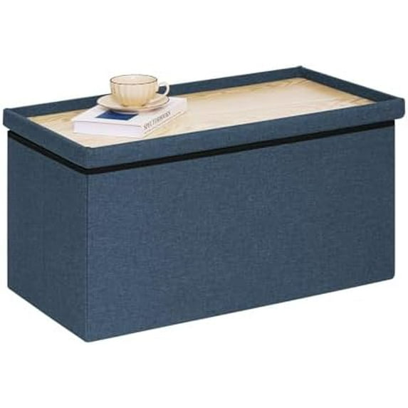 Folding Storage Ottoman Bench,Storage Ottoman with Lid Tray, 30 inches ...
