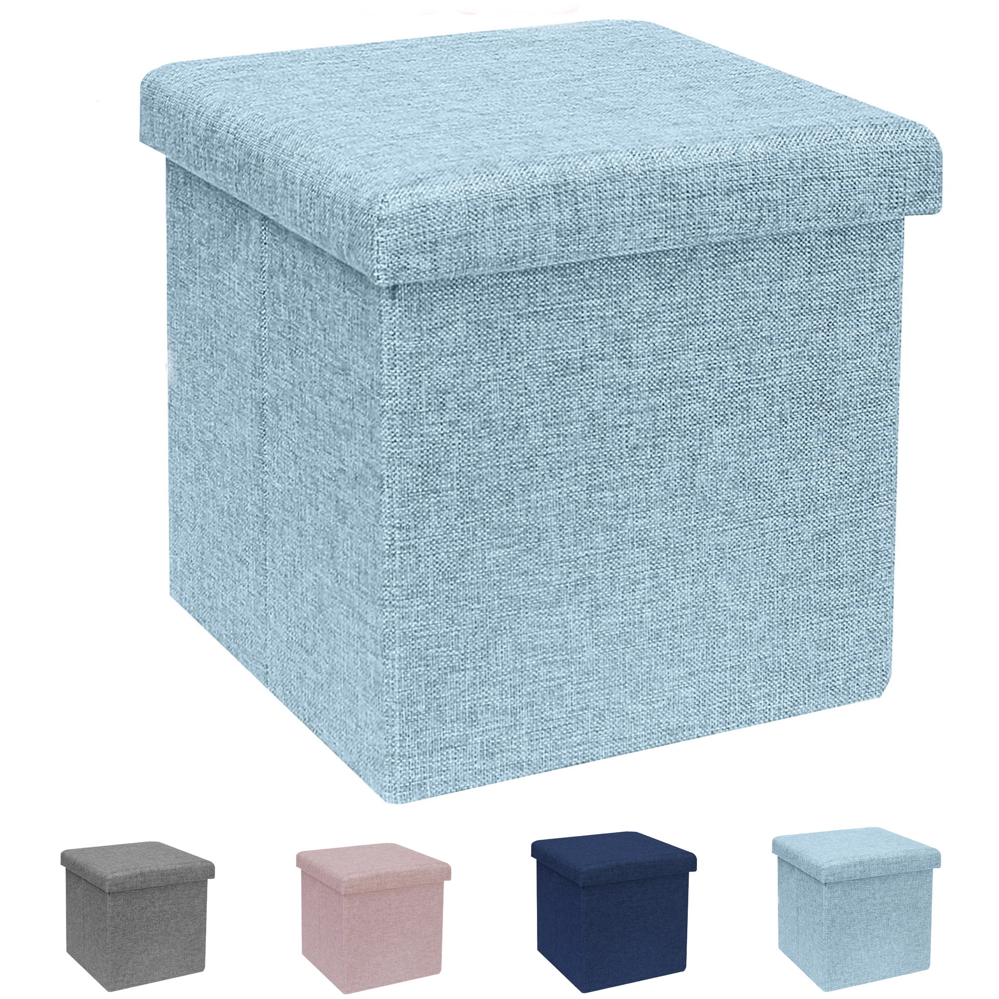 Collapsible Storage Ottoman Foot Rest, Blue - Walmart.com