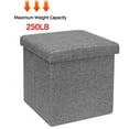 Folding Storage Ottoman Cube, Toy Storage Chest Linen Small Footrest ...