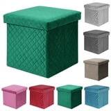 Folding Storage Ottoman Cube Velvet Tufted Space-Saving Toy Box Foot ...