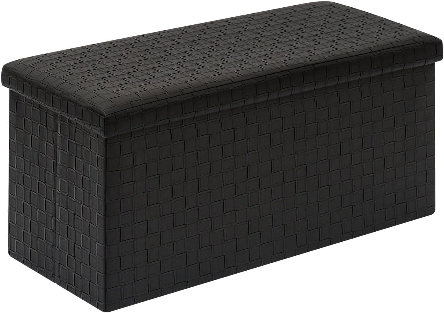 Folding Storage Ottoman, Faux Leather Footrest Seat Long Bench Toy Box ...