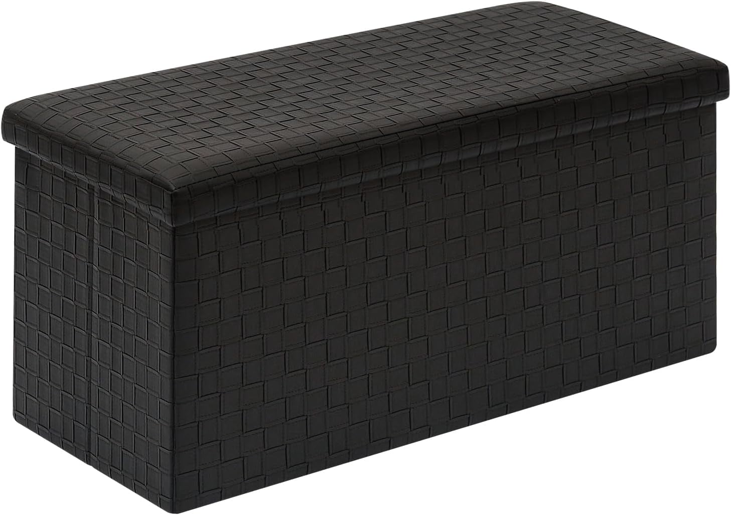 Folding Storage Ottoman, Faux Leather Footrest Seat Long Bench Toy Box ...