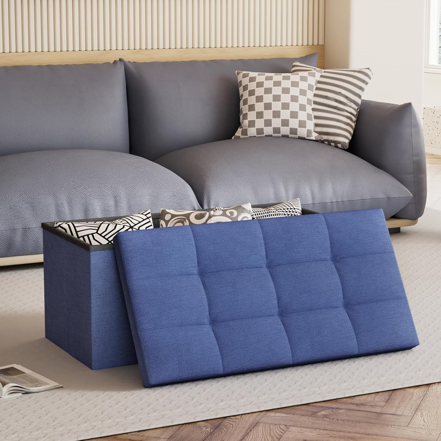 Folding Storage Ottoman, Flip Top Bed Benches for Foot of Bed, Linen ...