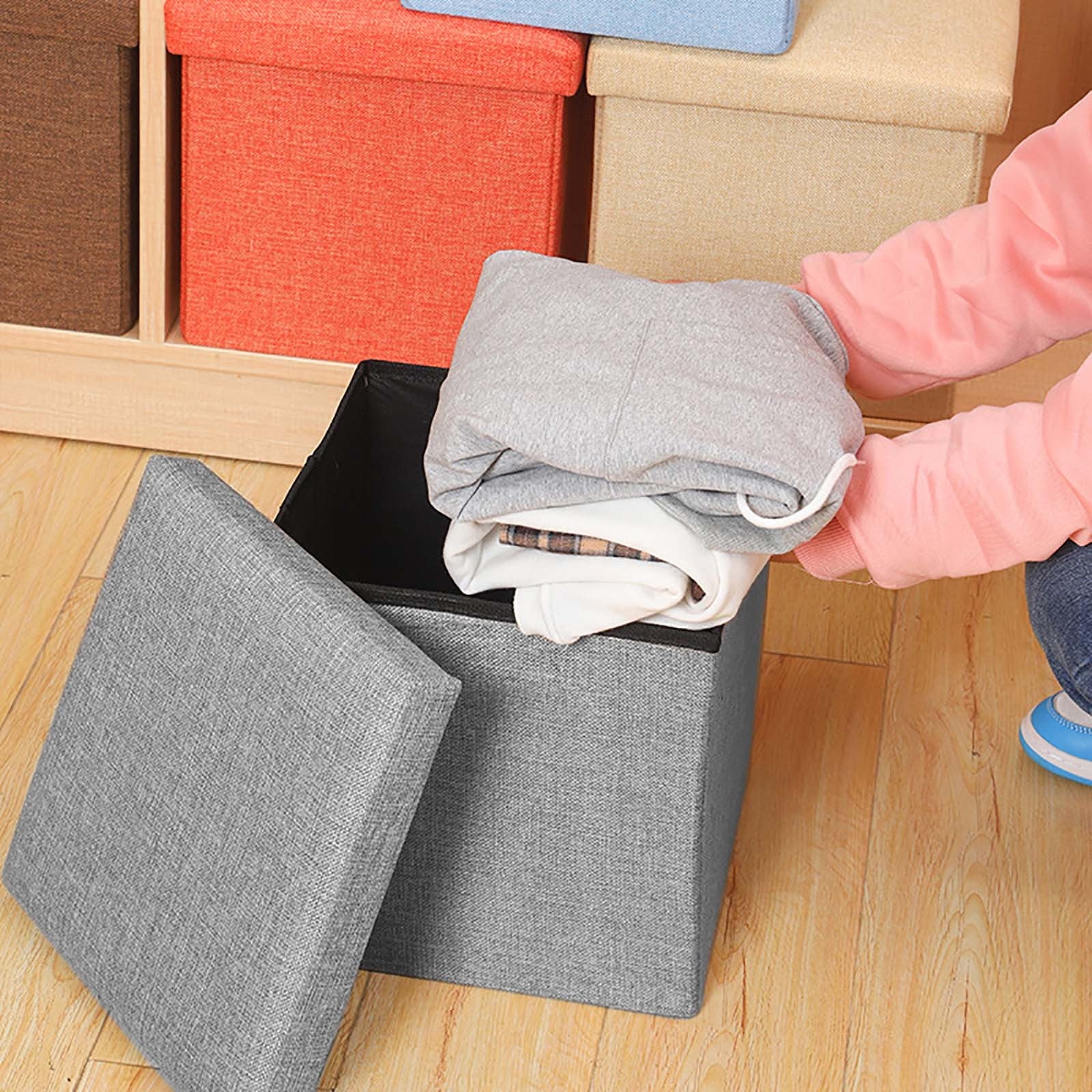 Folding Storage Ottoman, Folding Footstools, Multipurpose Foot Rest ...