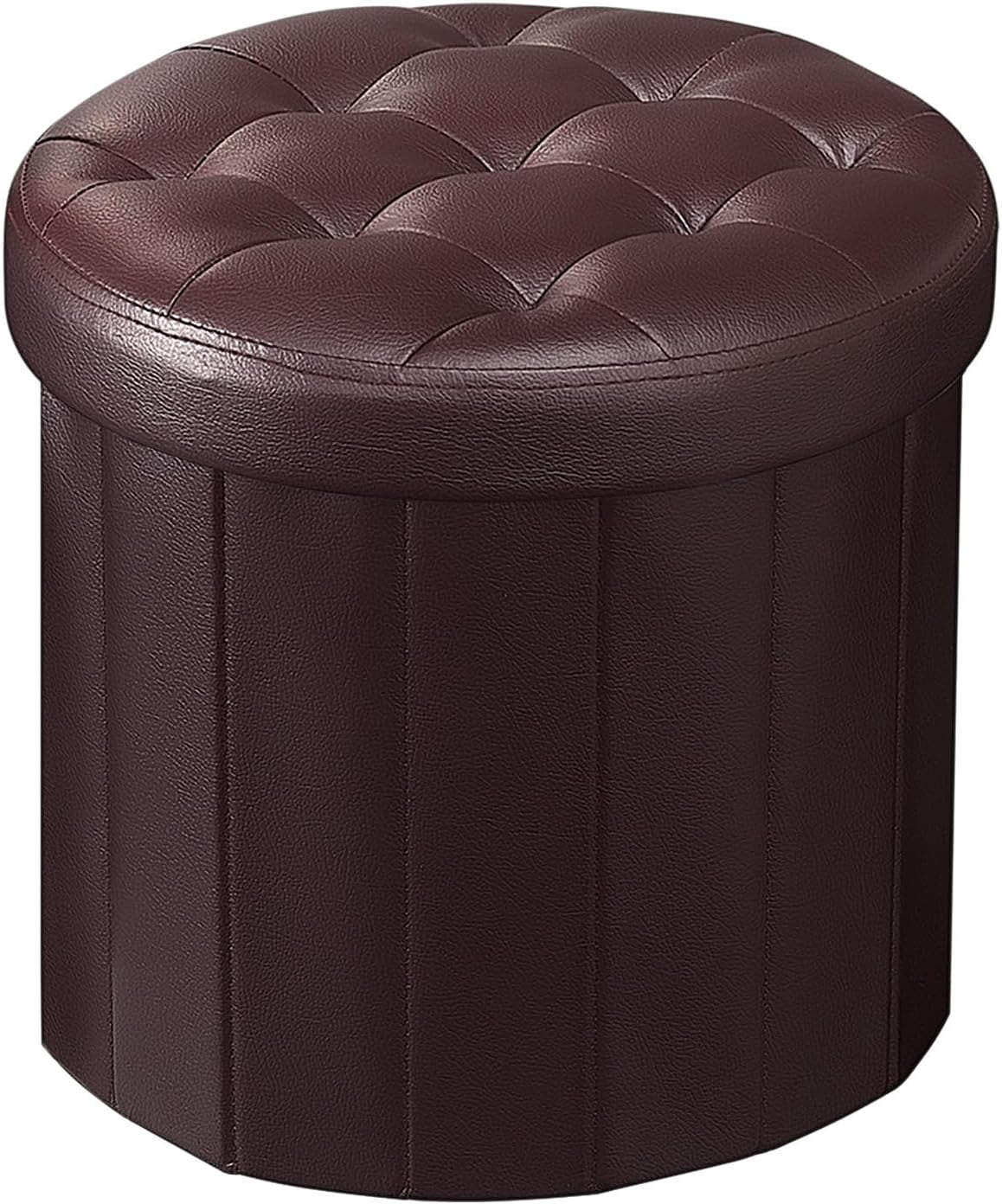 Folding Storage Ottoman Round 14" x 14" x 13"Inch Foot Stool with ...