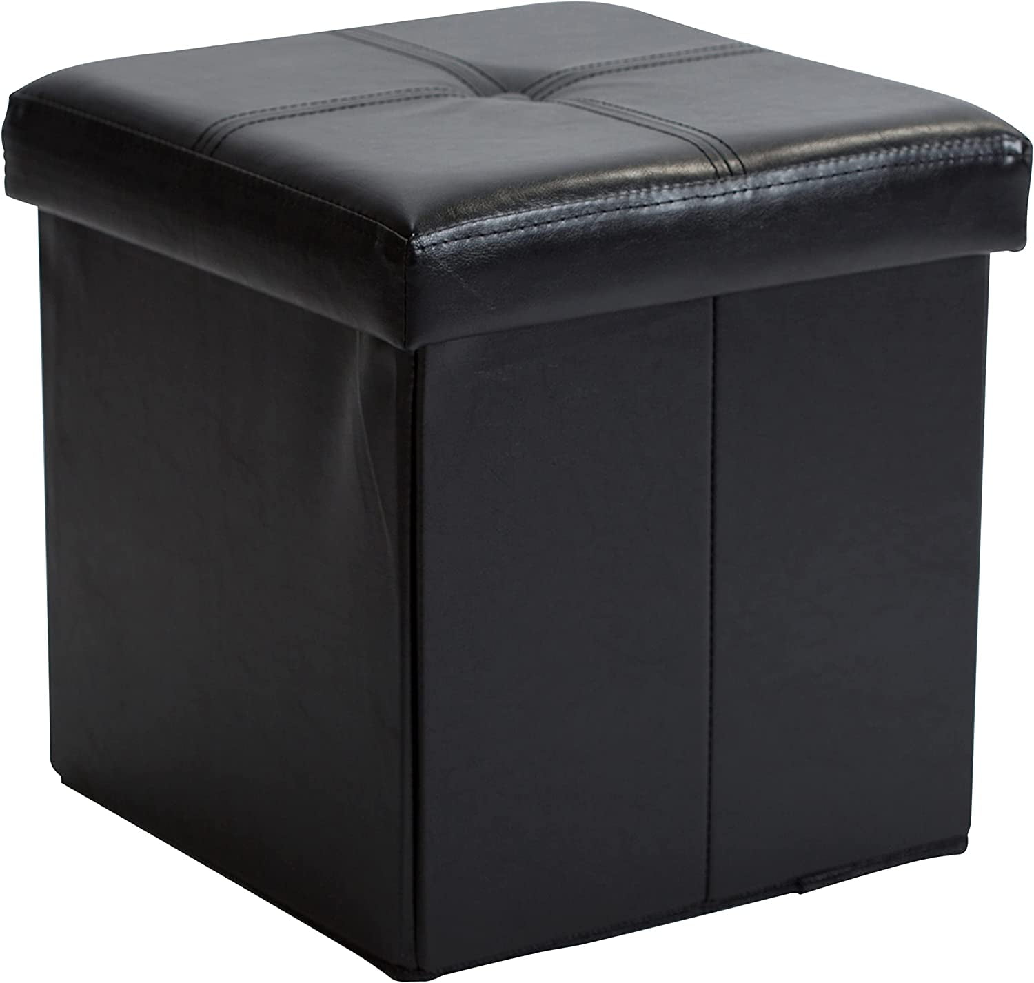 Folding Storage Ottoman, Toy Box Chest, Faux Leather,Tufted Padded ...