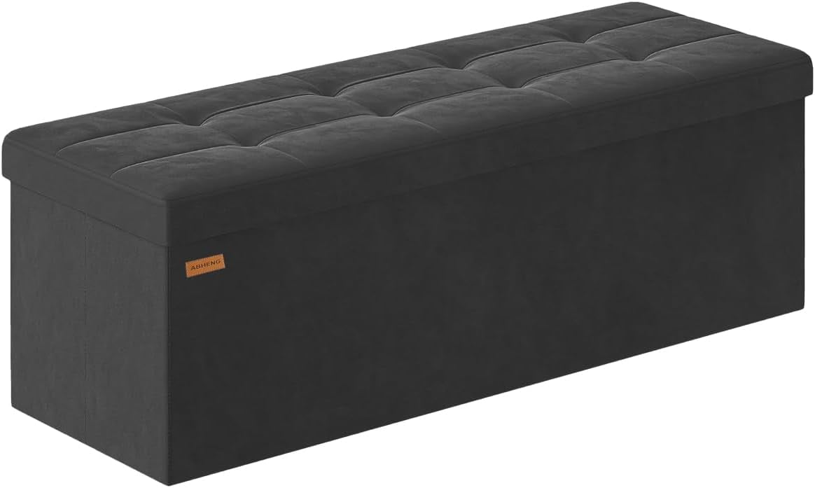 Folding Storage Ottoman, Velvet Storage Bench, Footrest, Removable ...