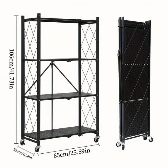 Folding Storage Rack With Wheels, Free Installation, Practical ...
