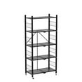Folding Storage Shelves, 4-Tier Metal Collapsible Shelves with Wheels ...