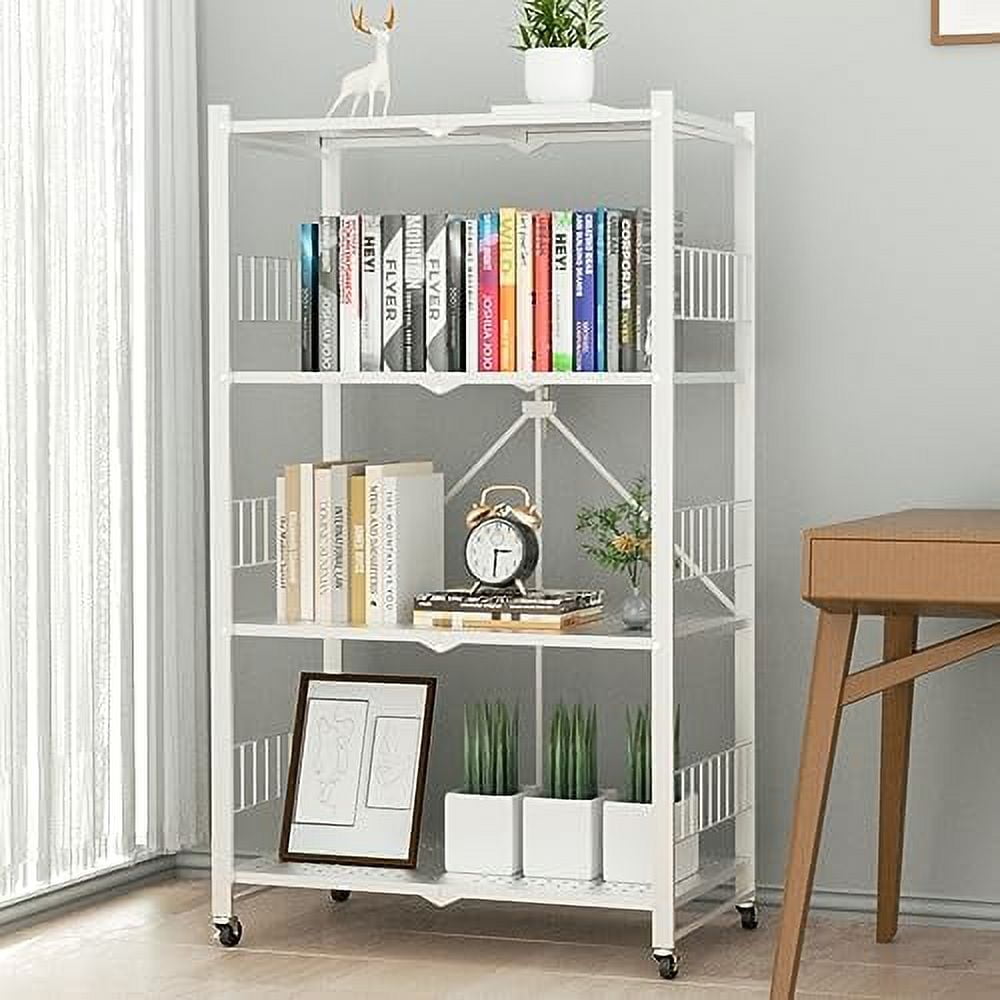 Folding Storage Shelves, 5-Tier/4-Tier/3-Tier Metal Collapsible Shelves ...