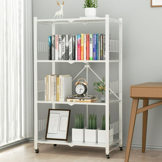 Folding Storage Shelves, 5-Tier/4-Tier/3-Tier Metal Collapsible Shelves ...