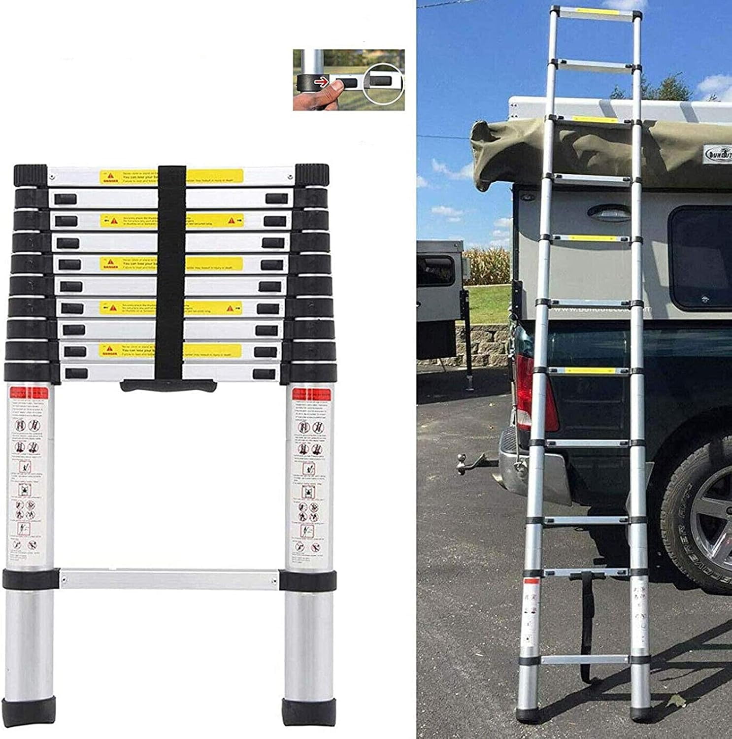 Folding Straight Ladder 3.2M 10.5FT with Spring Loaded Locking ...