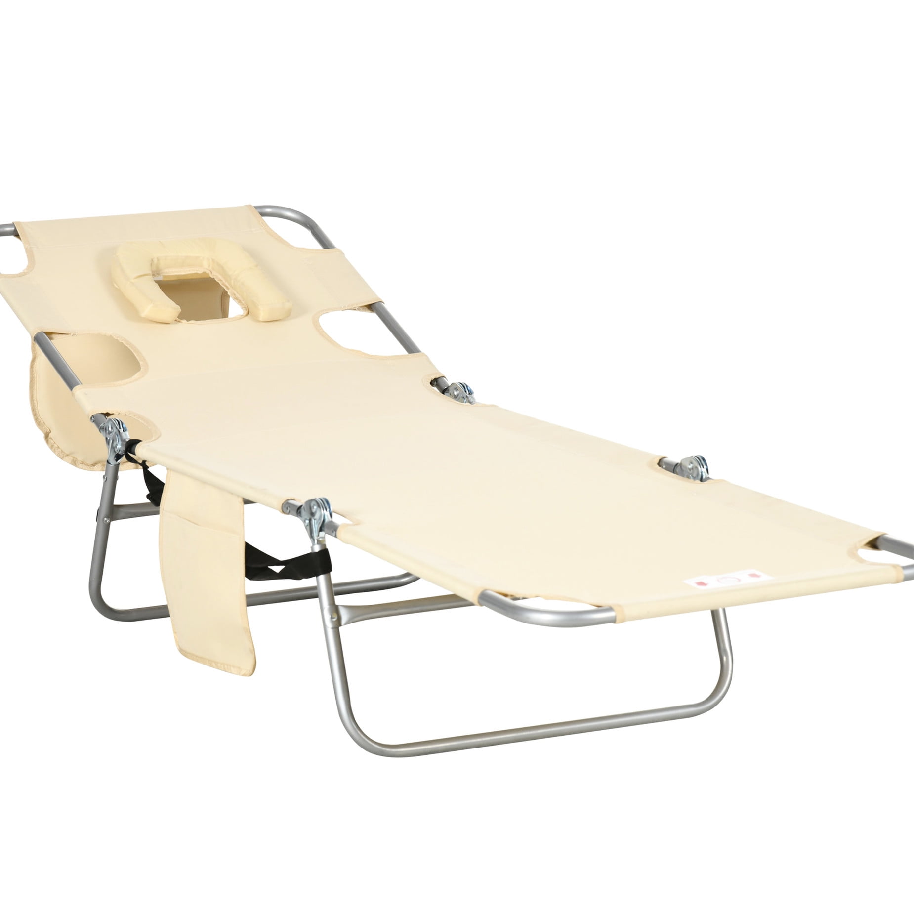 Folding Sun Chair / With Pillow and Storage Pocket, Beige / Good for ...