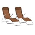 Folding Sun Loungers 2 Pcs Textilene Taupe - Adjustable Patio Beach ...