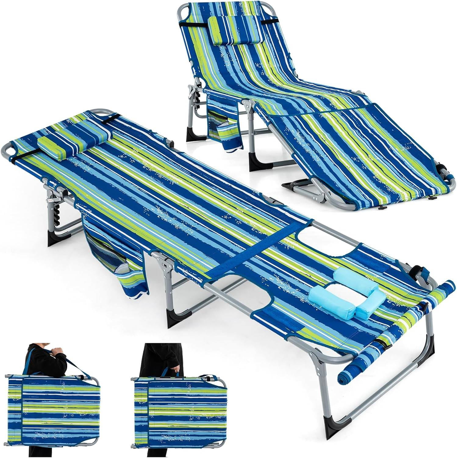 Folding Sunbathing Chair with Face & Arm Holes, 330 lb Capacity ...