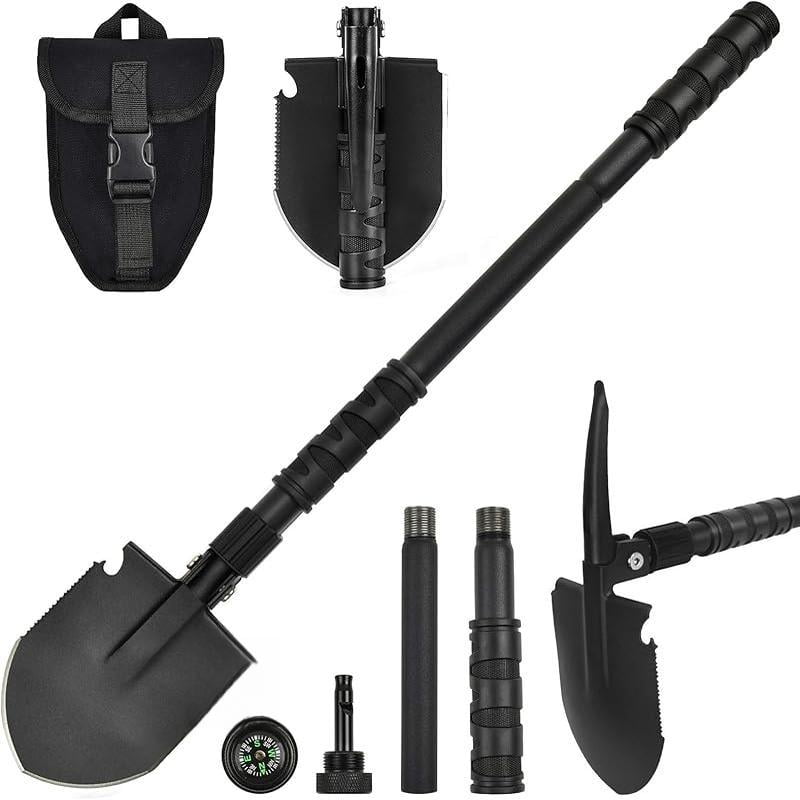 Folding Survival Shovel Multi-Tool, Heavy-Duty Military Entrenching ...