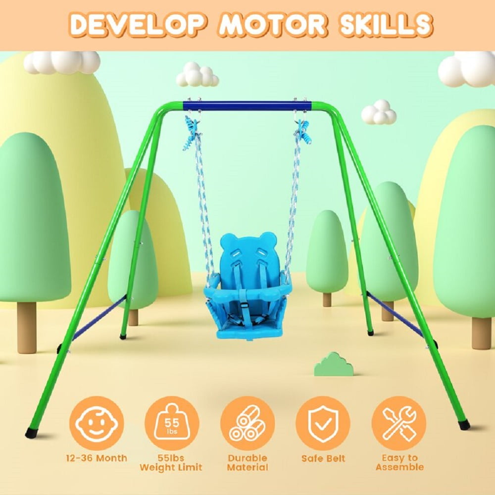 BOLLSLEY Folding Swing Frame, Indoor Outdoor Toddler Safety Swing Set ...