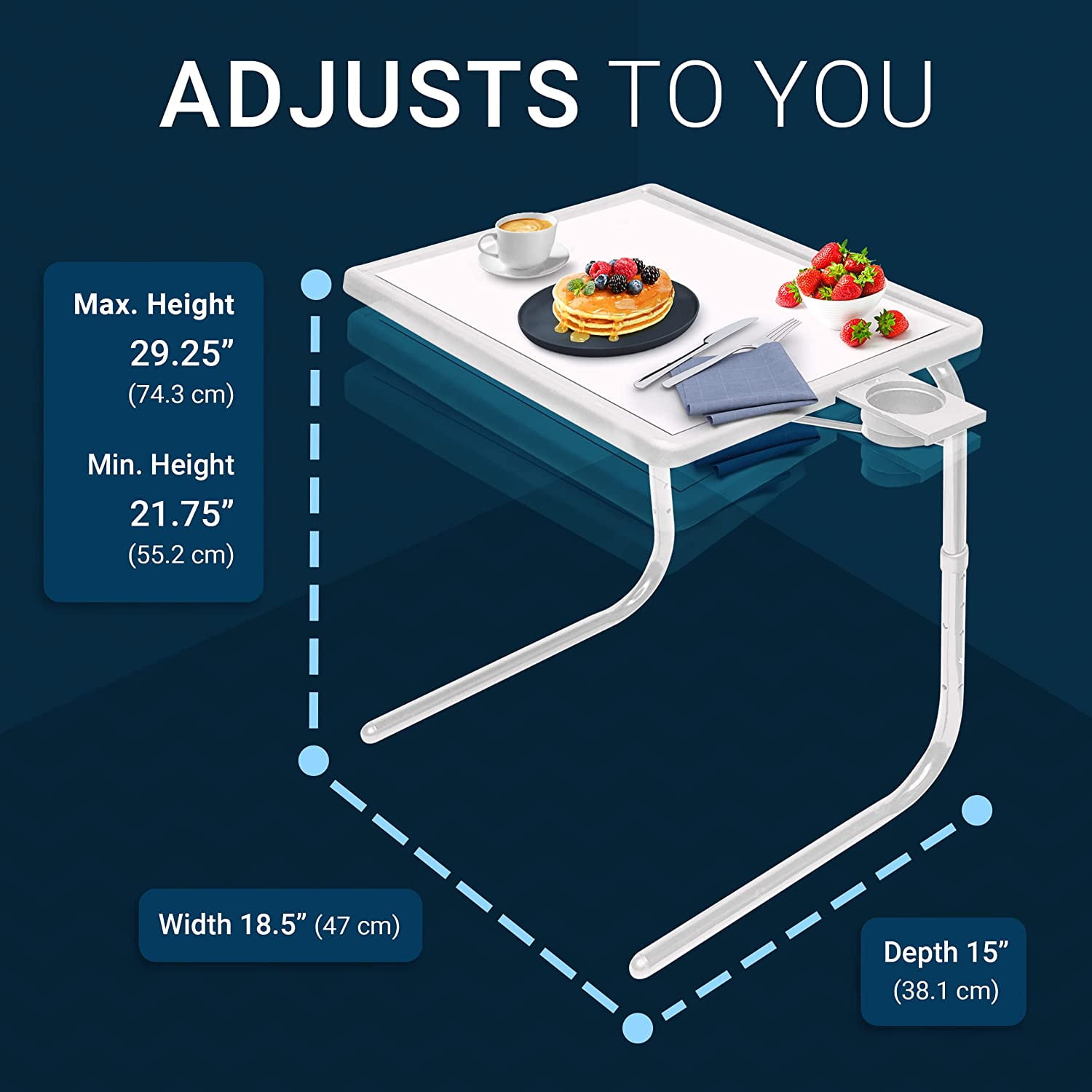 Folding TV Dinner Tray with Adjustable Angles, Stowaway Laptop Stand ...