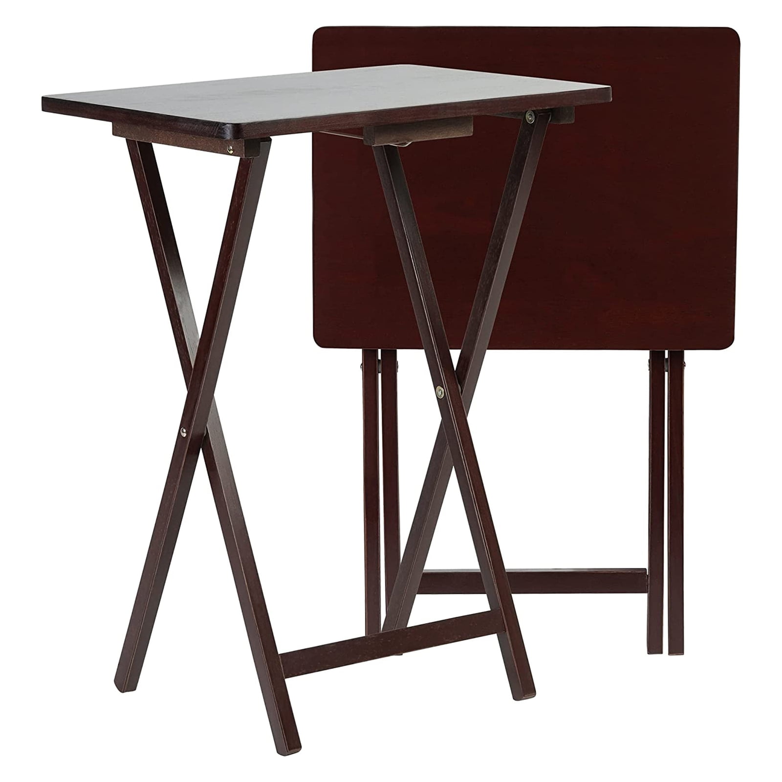 Folding TV Snack Tray Folding Table Desk Stand, Espresso Brown, Set of ...