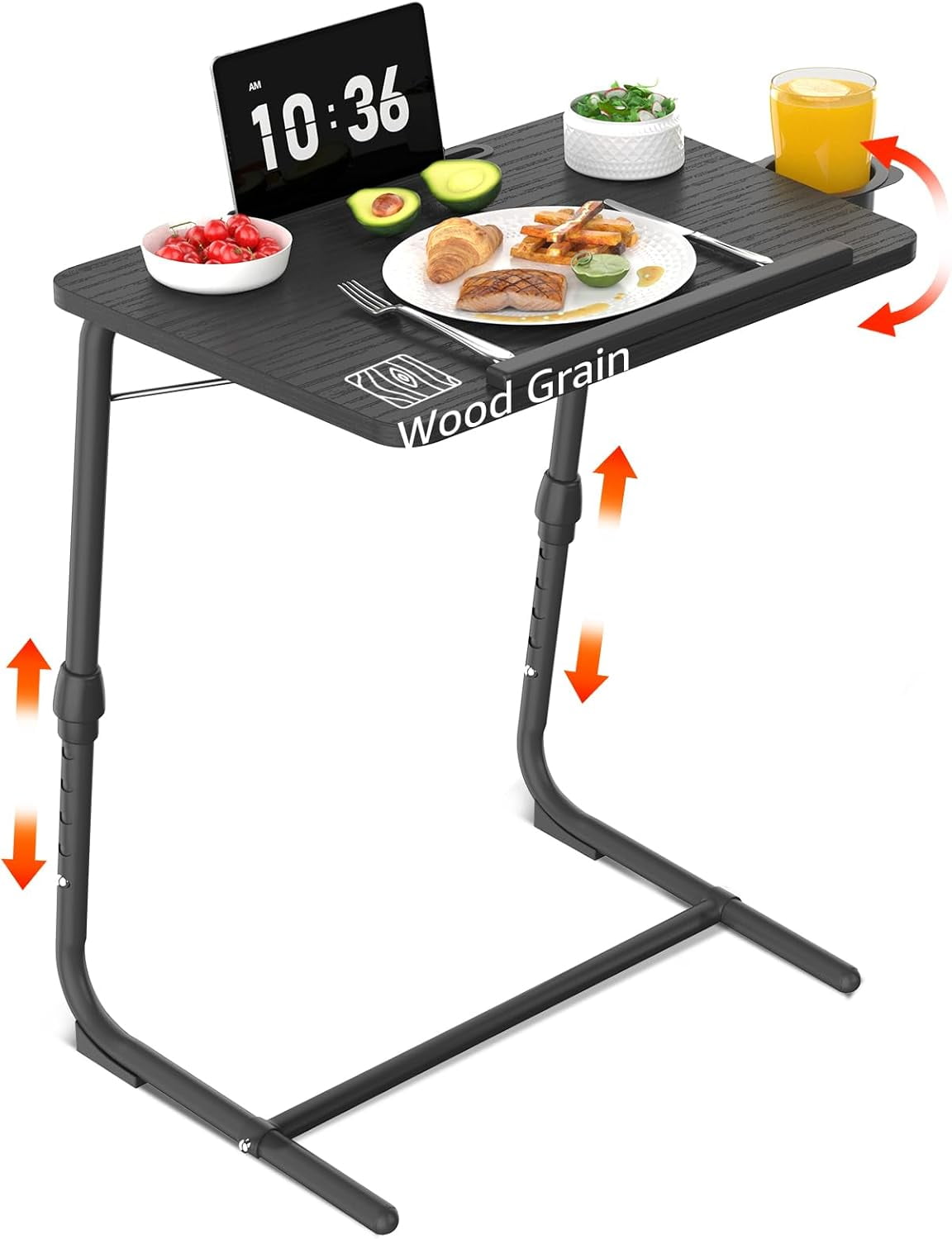 Folding TV Tray Adjustable Dinner - Trays for Eating On Couch Wooden Tables Mate Stand Foldable ...