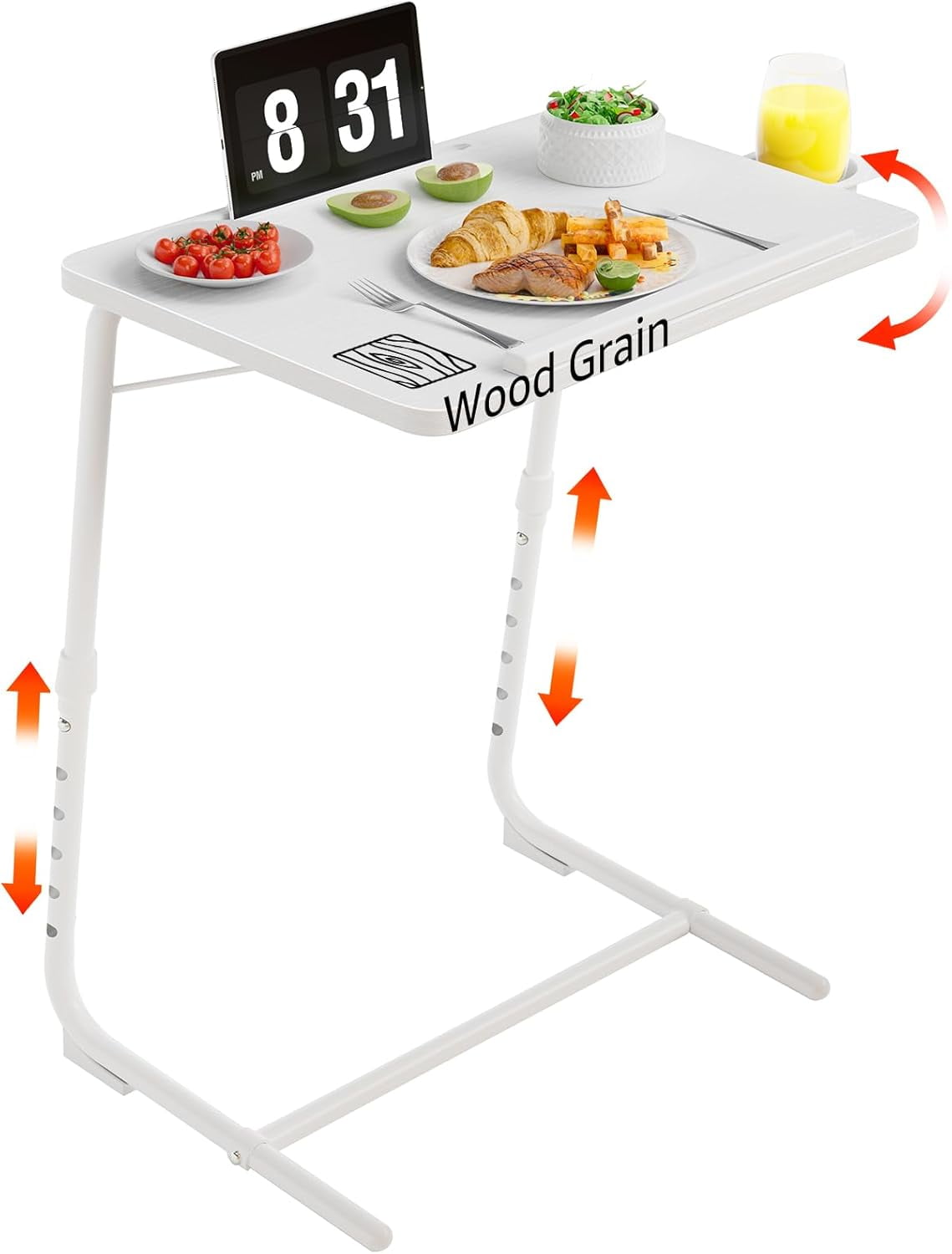 Folding TV Tray Adjustable Dinner - Trays for Eating On Couch Wooden ...