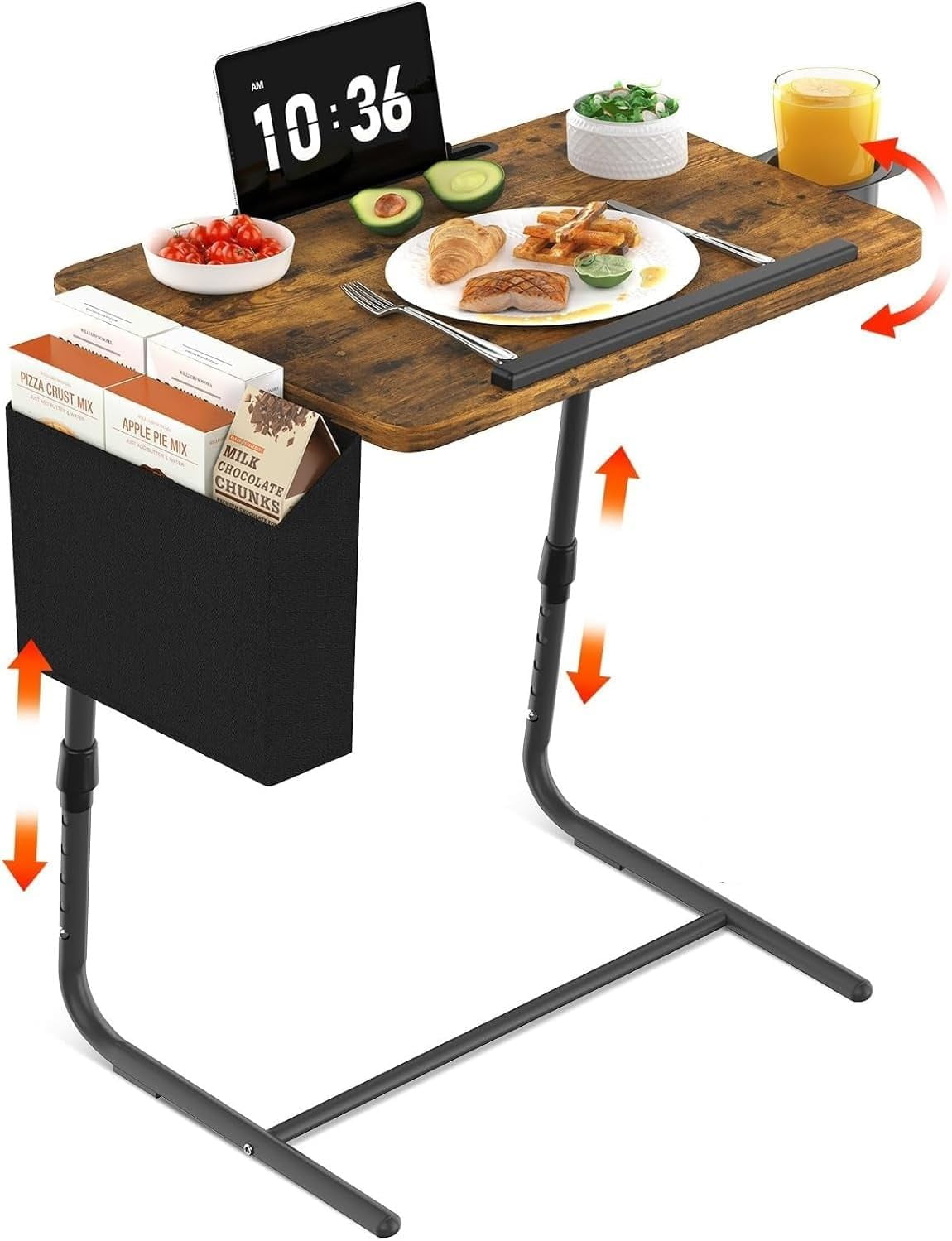 Folding TV Tray Adjustable Dinner - Trays for Eating On Couch Wooden ...