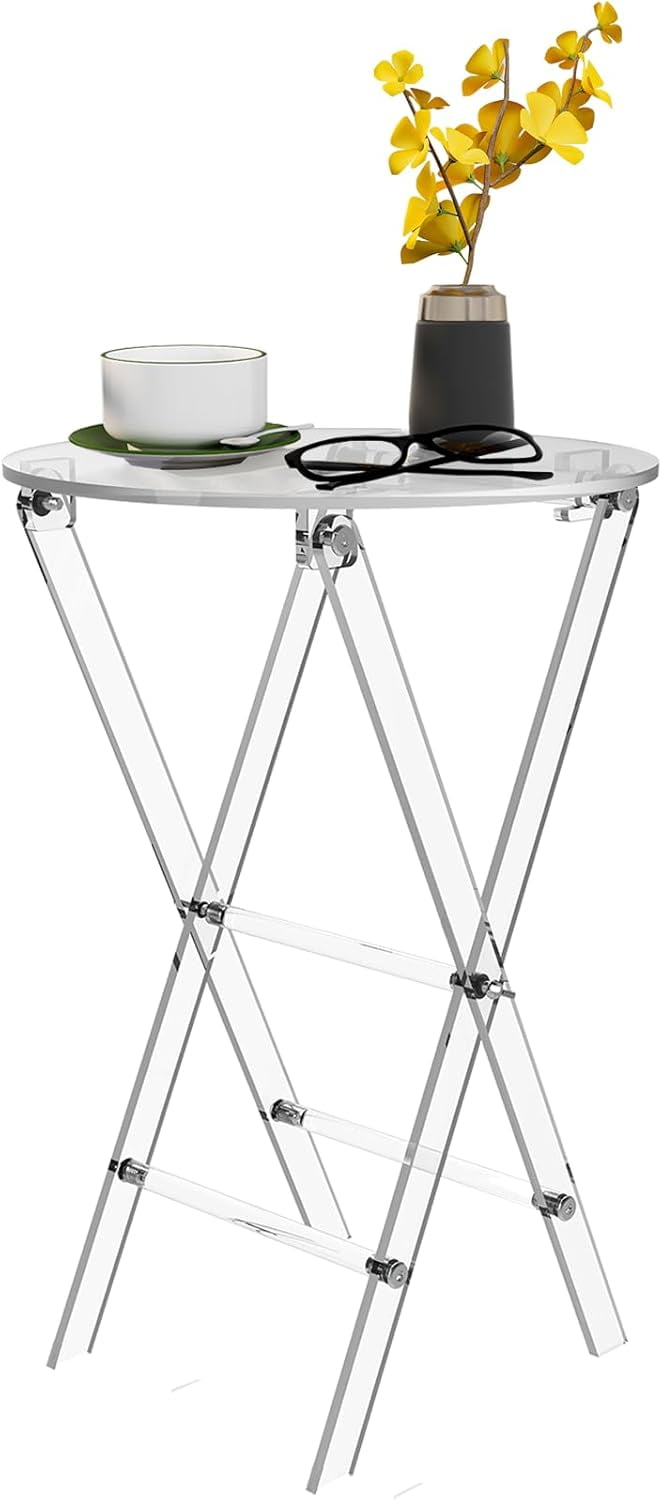 Folding TV Tray Table - 23" High Acrylic Table, Foldable Desks for ...