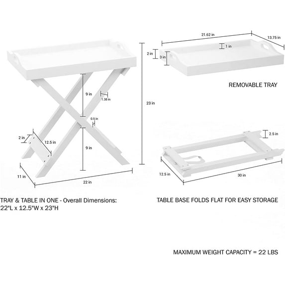 Folding TV Tray Table - Contemporary Side Table with Removable Tray Top ...