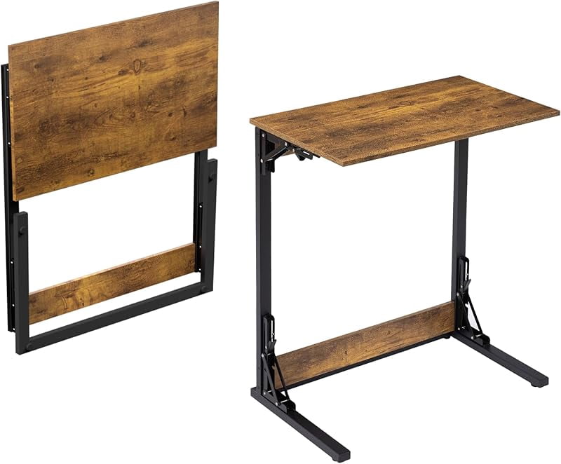 Folding TV Tray Table, Foldable C-Shaped End Table for Couches, Sofa ...