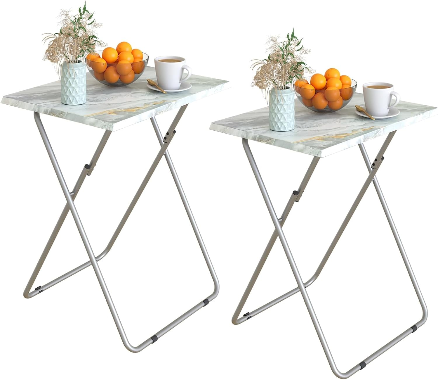 Folding TV Tray Table Set of 2,Dinner Snack Trays Table for Eating on ...
