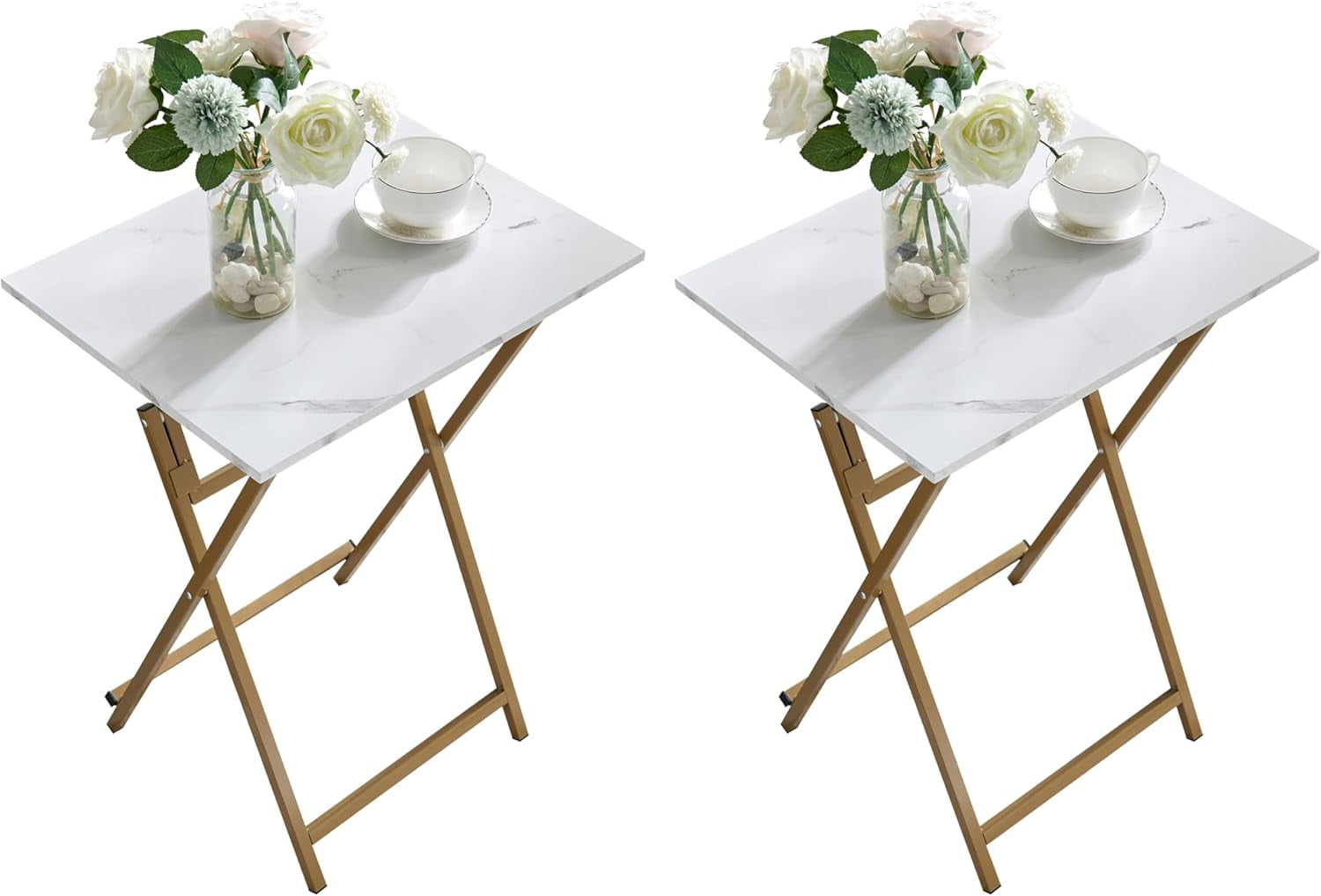 Folding TV Tray Table, Sturdy Tray Table Set of 2, No Assembly Required ...