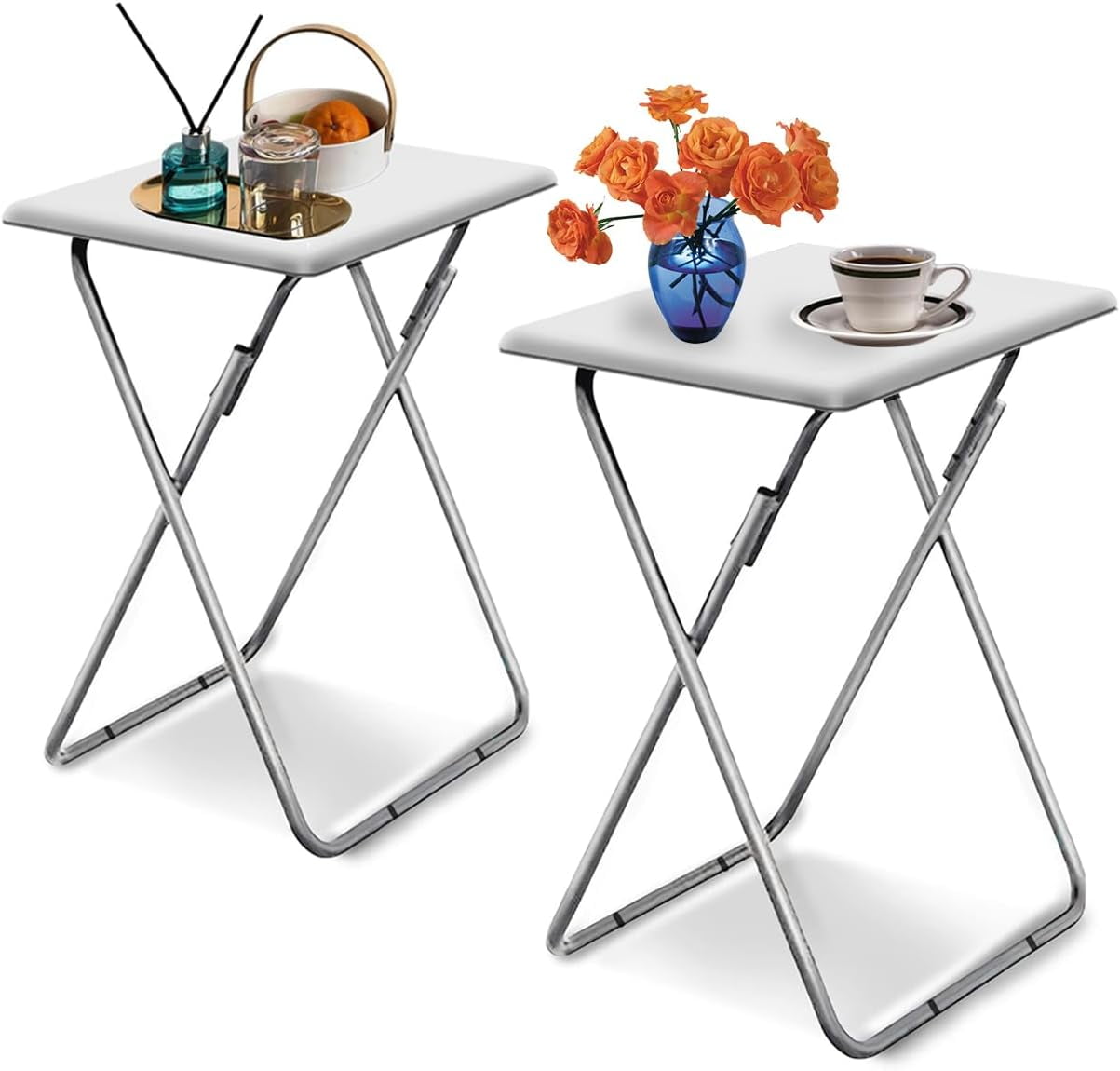 Folding TV Tray Table,TV Dinner Table with Sturdy MDF Top,Eating Trays ...