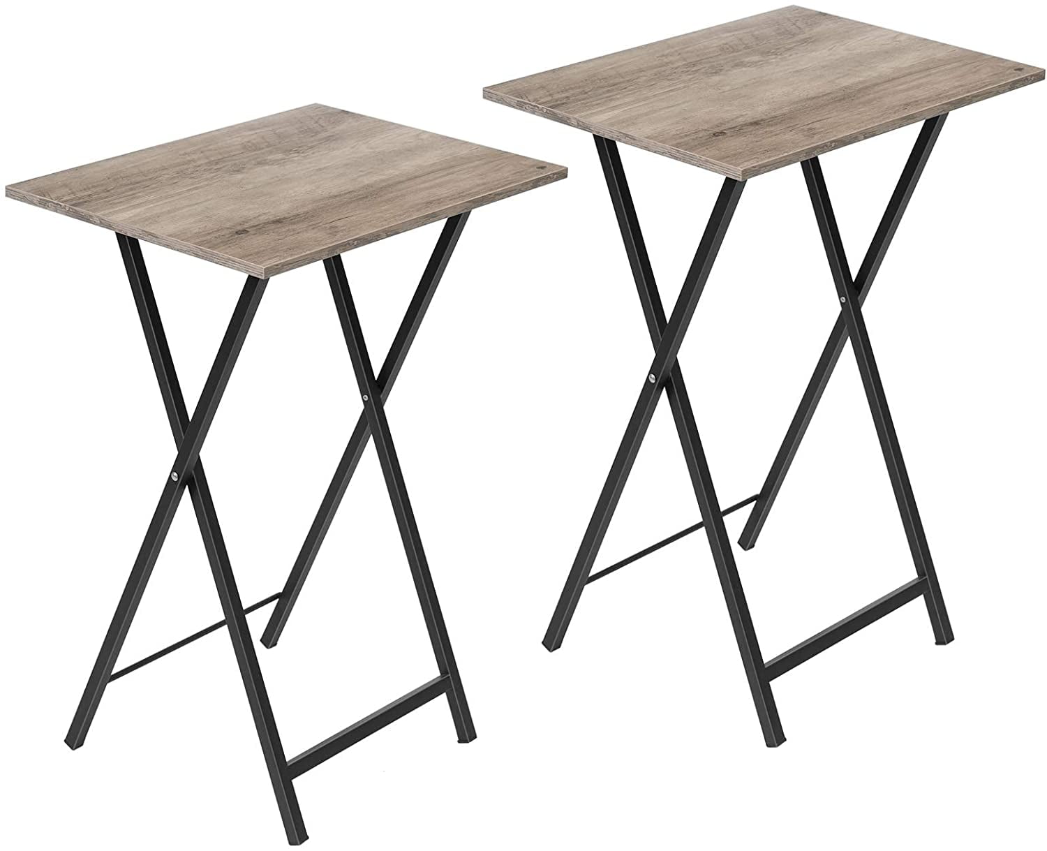 Folding TV Tray Tables, Set of 2 Side Table for Small Space, Industrial ...