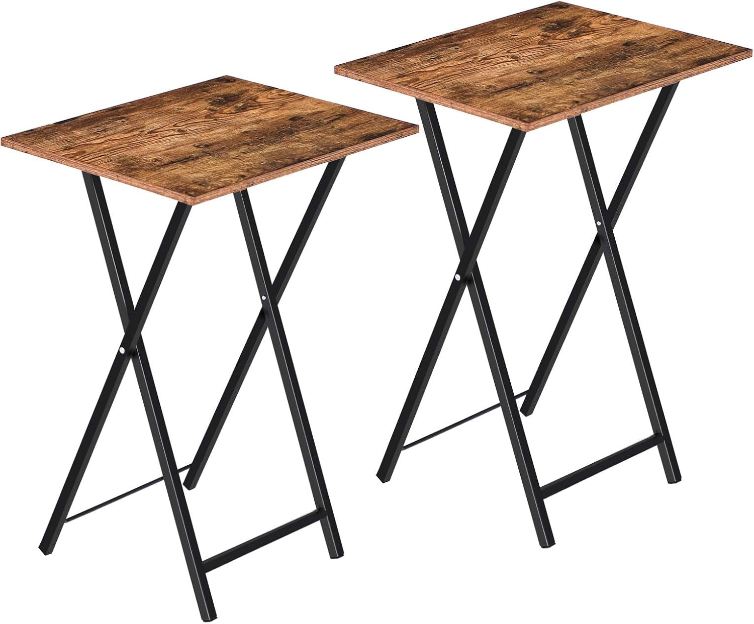 Folding TV Tray Tables, Set of 2 Side Table for Small Space, Industrial ...