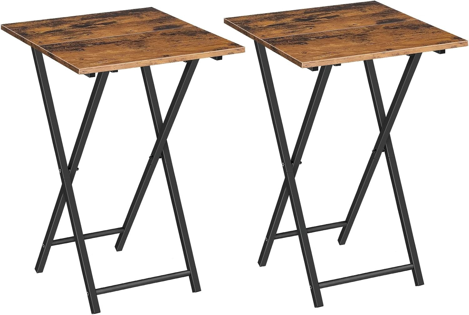 Folding TV Tray Tables, Set of 2 Wooden TV Trays Side Tables, Portable ...