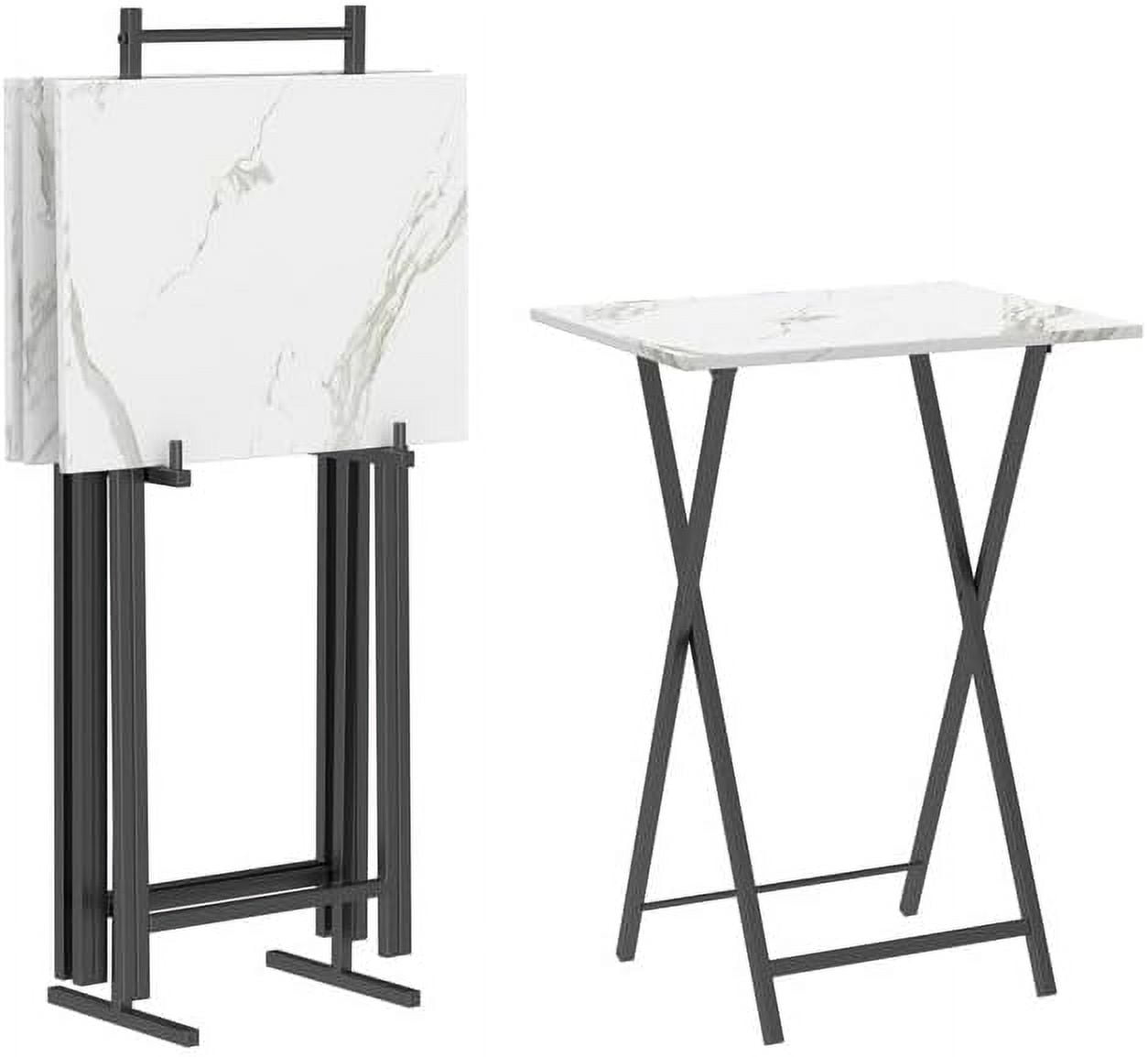 Folding TV Tray Tables, Set of 4 TV Trays with Storage Rack, Industrial ...