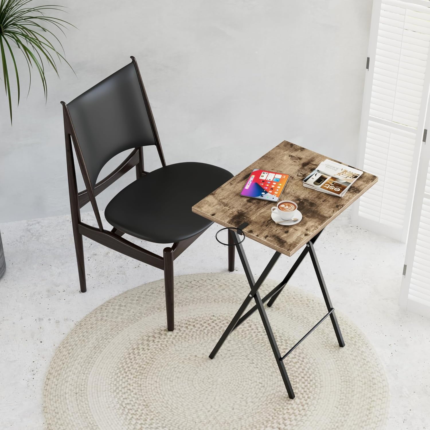 Folding TV Tray for Eating Set of 2, Portable Dinner/Snack Table with ...