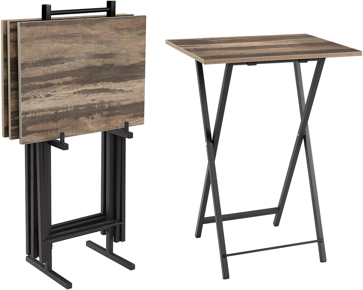 Folding TV Trays Set of 4 with Stand TV Dinner Tables Snack Tray Table ...