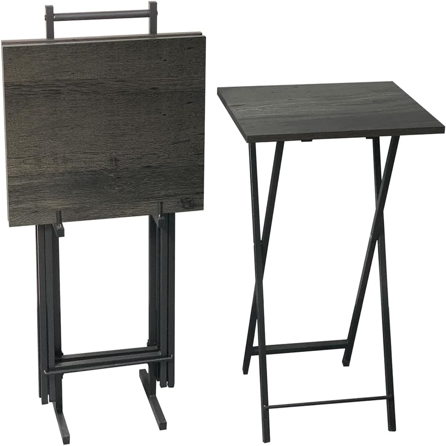 Folding TV Trays with Stand Portable Dinner Tables Snack Tray Table Set ...